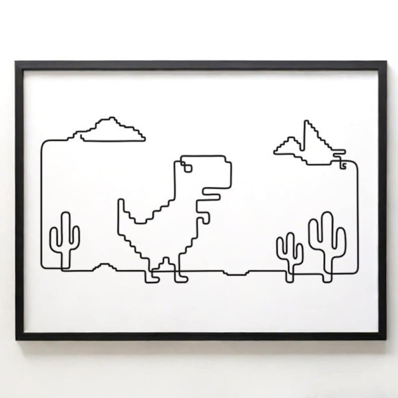 Dinosaur Game Line Art, Pixel, Offline, T-rex, Chrome, No Internet ...