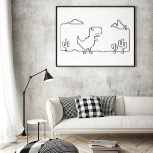 Dinosaur Game Line Art, Pixel, Offline, T-rex, Chrome, No Internet ...