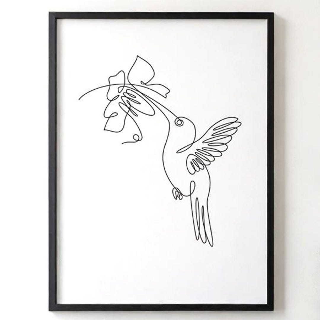 Hummingbird One Line Art, Cute, Minimalist Art, Continuous Line Drawing ...