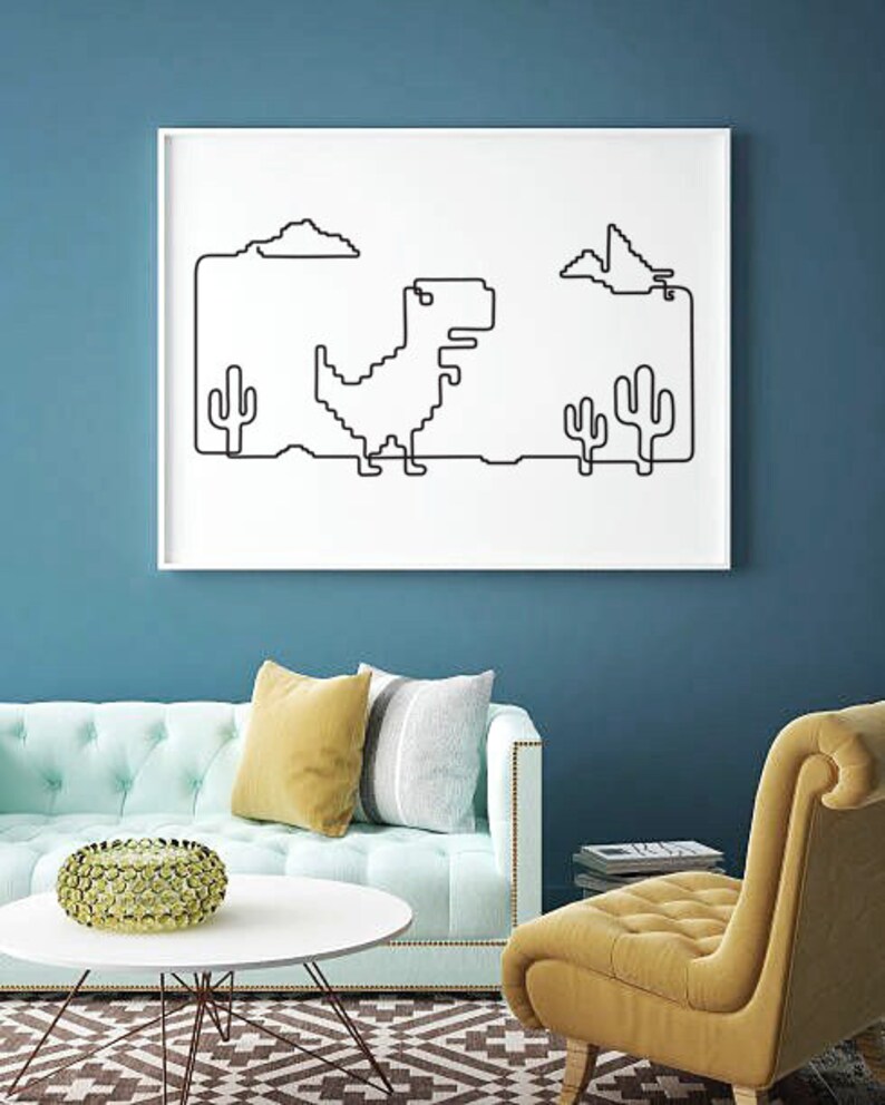 Dinosaur Game Line Art, Pixel, Offline, T-rex, Chrome, No Internet ...