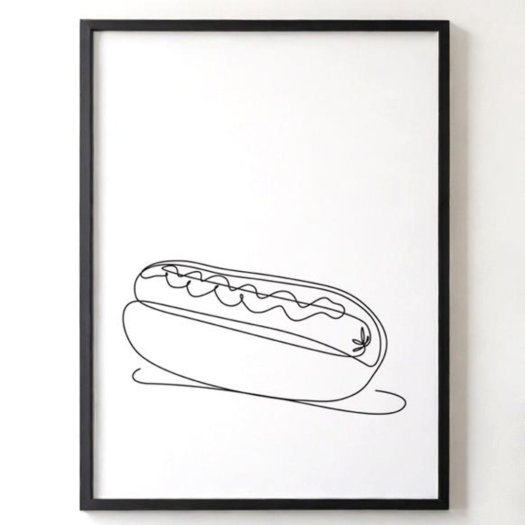 Hot Dog One Line Art, Sausage, Minimalist Art, Continuous Line Drawing ...