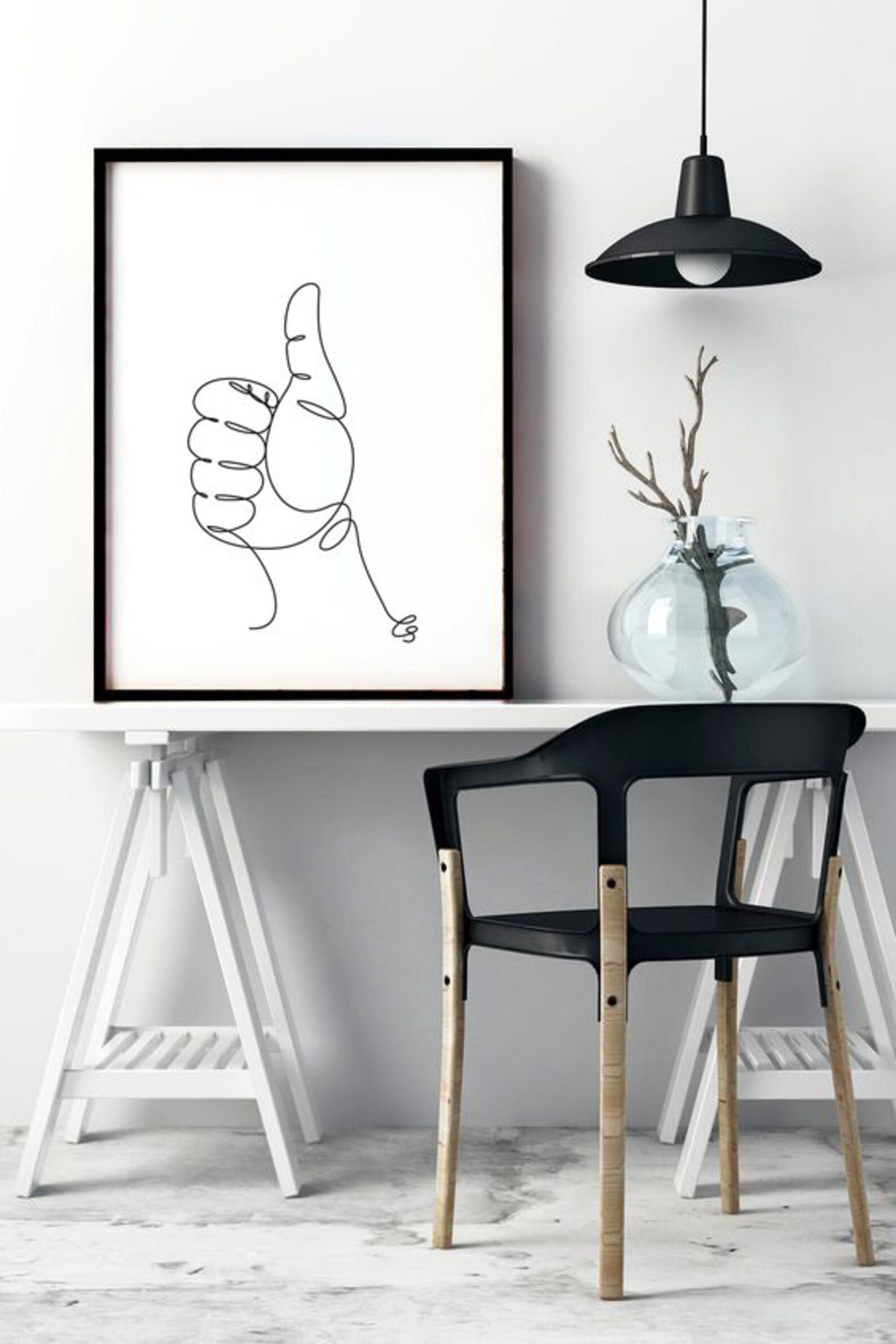 Thumb up Hand Sign Line Art, Minimalist Art, Single Line Drawing, Hand ...