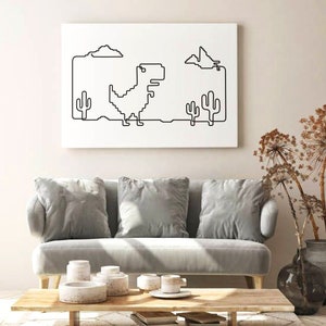 Dinosaur Game Line Art, Pixel, Offline, T-rex, Chrome, No Internet ...