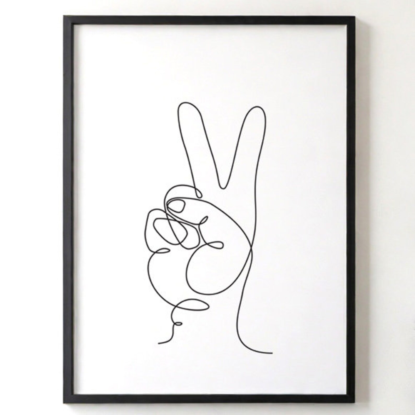 Victory Hand Sign Line Art, Peace Hand Sign, Fight, Fighto, Minimalist ...