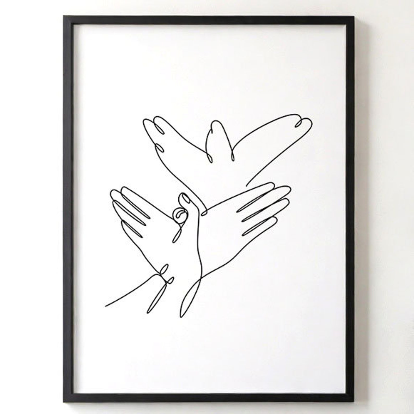 Abstract Hand Shadow Puppet Line Art Print (digital Download) - Etsy