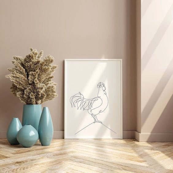 Rooster Line Drawing: Minimalist Animal Art Print (digital Download) - Etsy