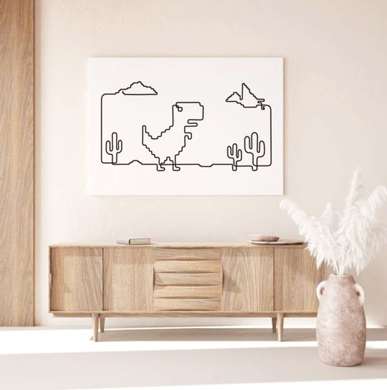 Dinosaur Game Line Art, Pixel, Offline, T-rex, Chrome, No Internet ...