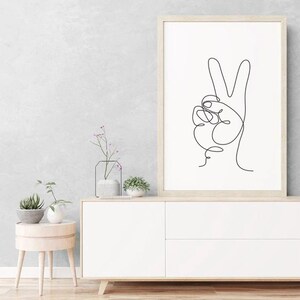 Victory Hand Sign Line Art, Peace Hand Sign, Fight, Fighto, Minimalist ...