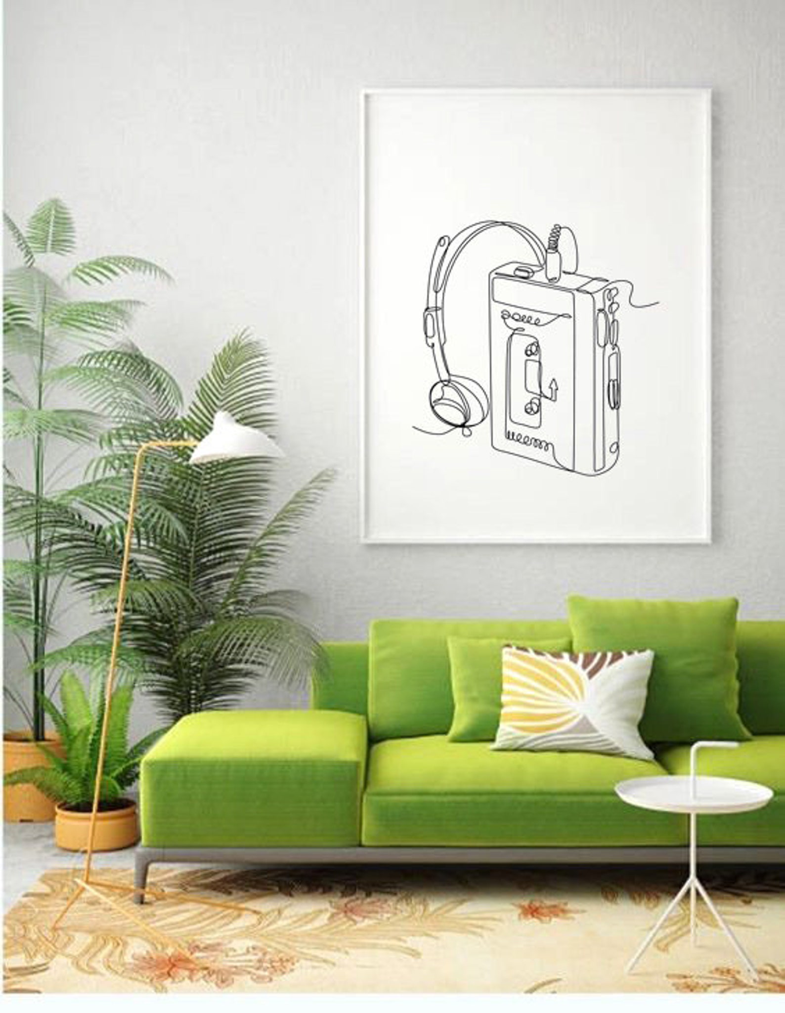 Walkman Old School Line Art, Cassette Player, 1980's, Minimalist Art ...