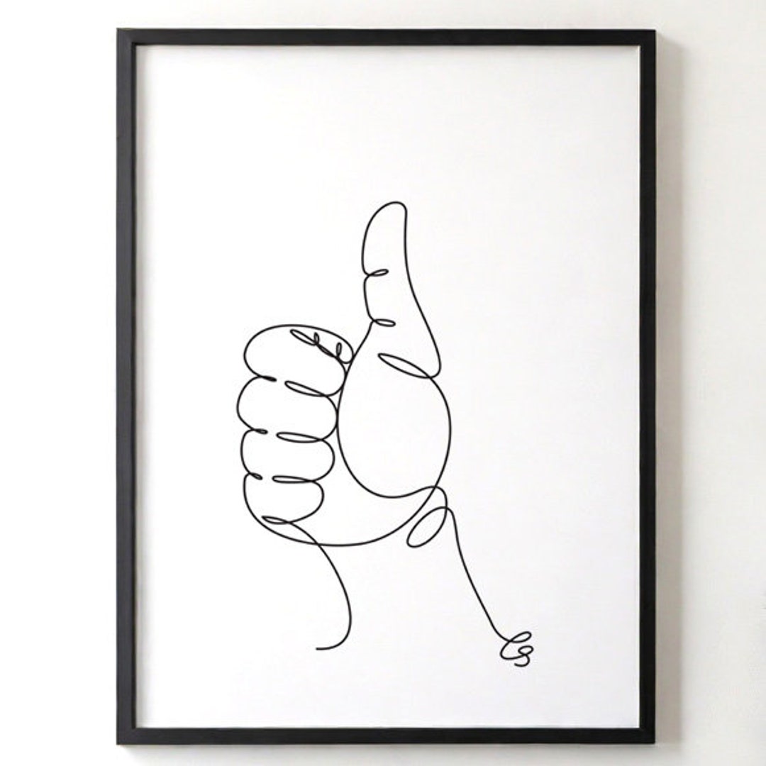 Thumb up Hand Sign Line Art, Minimalist Art, Single Line Drawing, Hand ...