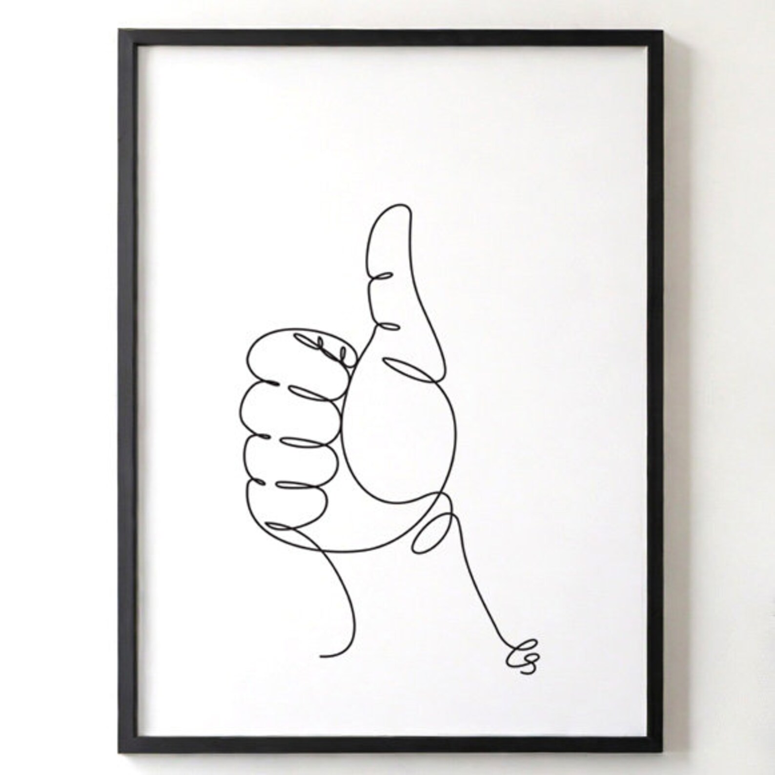 Thumb up Hand Sign Line Art, Minimalist Art, Single Line Drawing, Hand ...