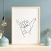 Shaka Hand Sign Line Art, Hang Loose, Surf Culture, Hand Gesture ...