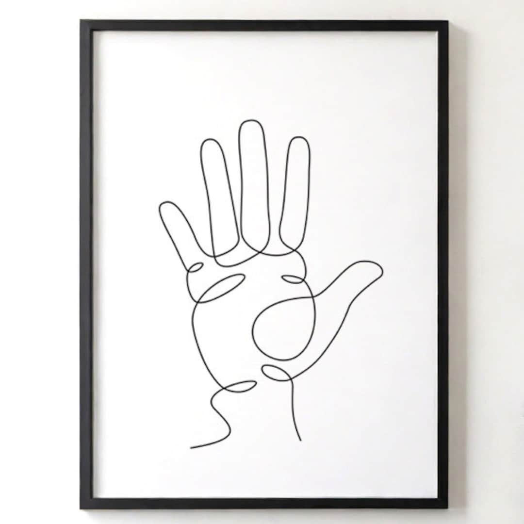 Open Hand Line Art, Paper Hand, Five Fingers, Minimalist, Continuous ...