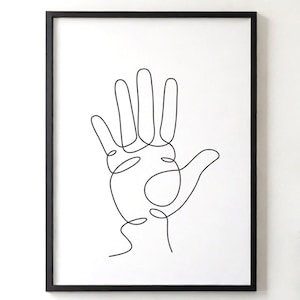 Open Hand Line Art, Paper Hand, Five Fingers, Minimalist, Continuous ...