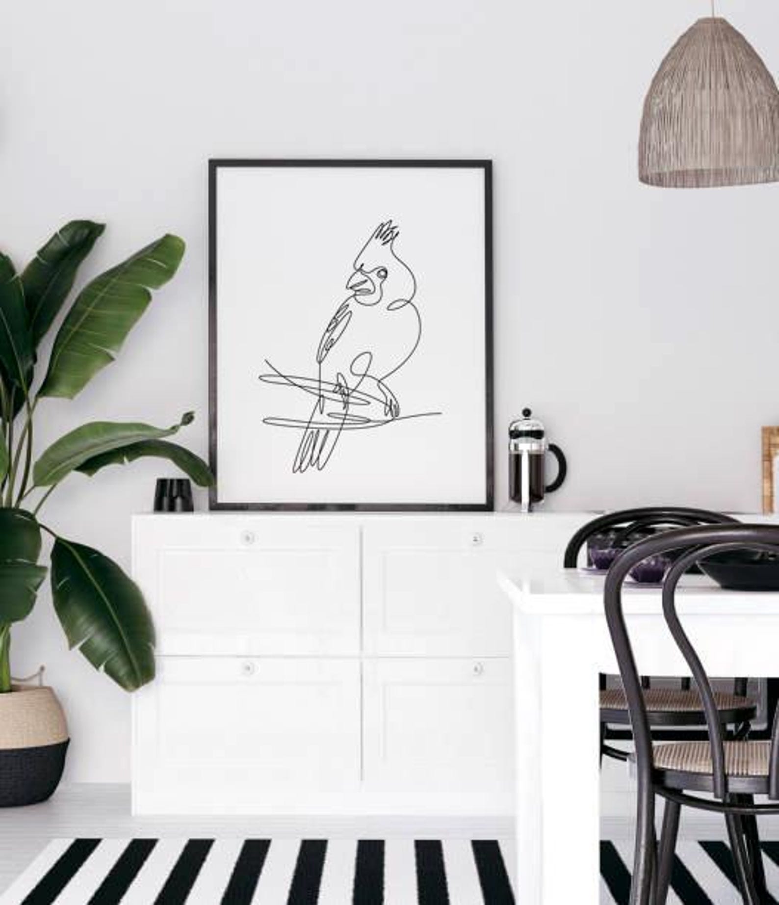 Red Cardinal Bird One Line Art, Angry, Minimalist Art, Continuous Line ...