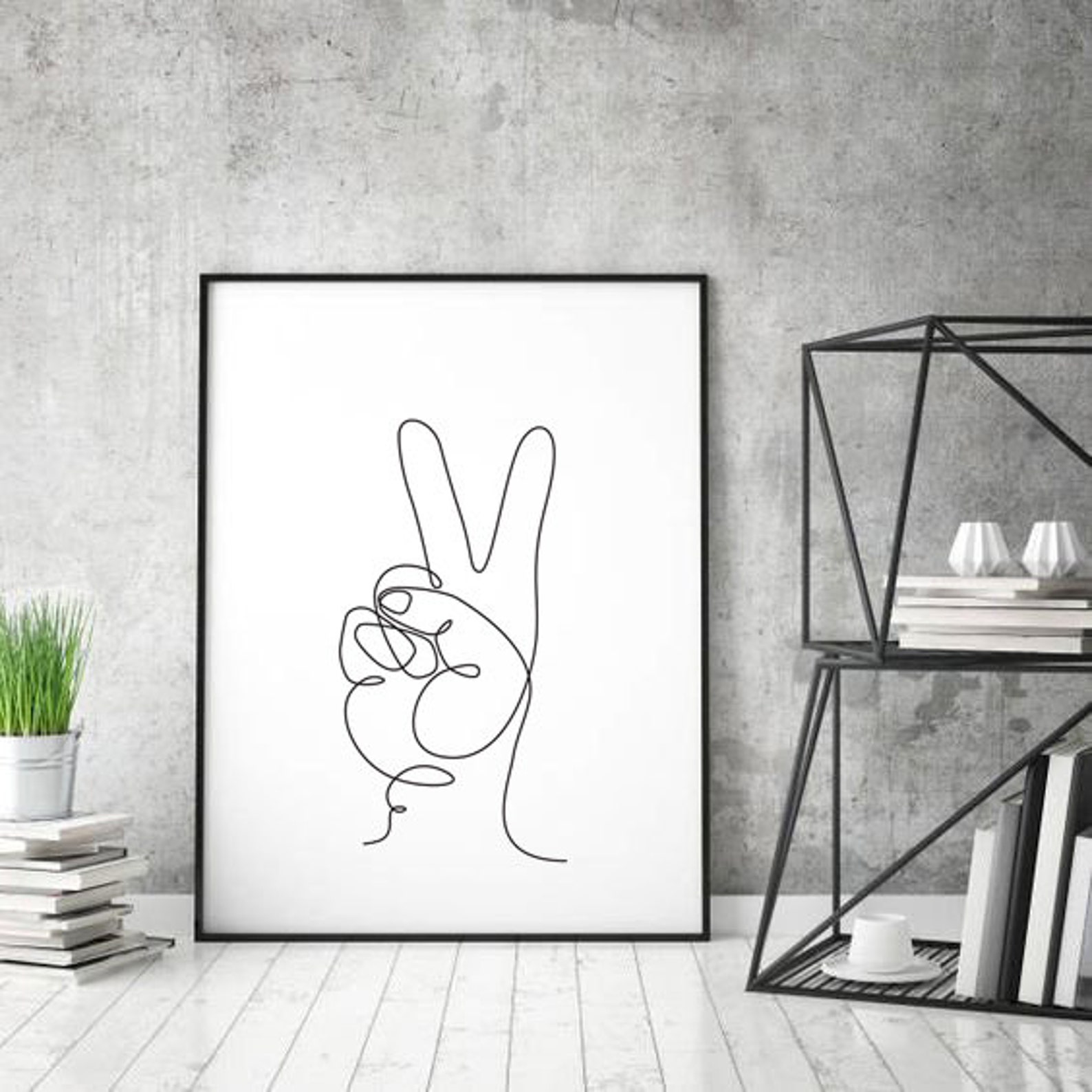 Victory Hand Sign Line Art, Peace Hand Sign, Fight, Fighto, Minimalist ...