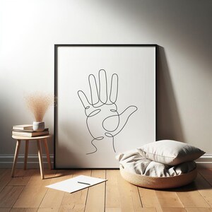 Open Hand Line Art, Paper Hand, Five Fingers, Minimalist, Continuous ...