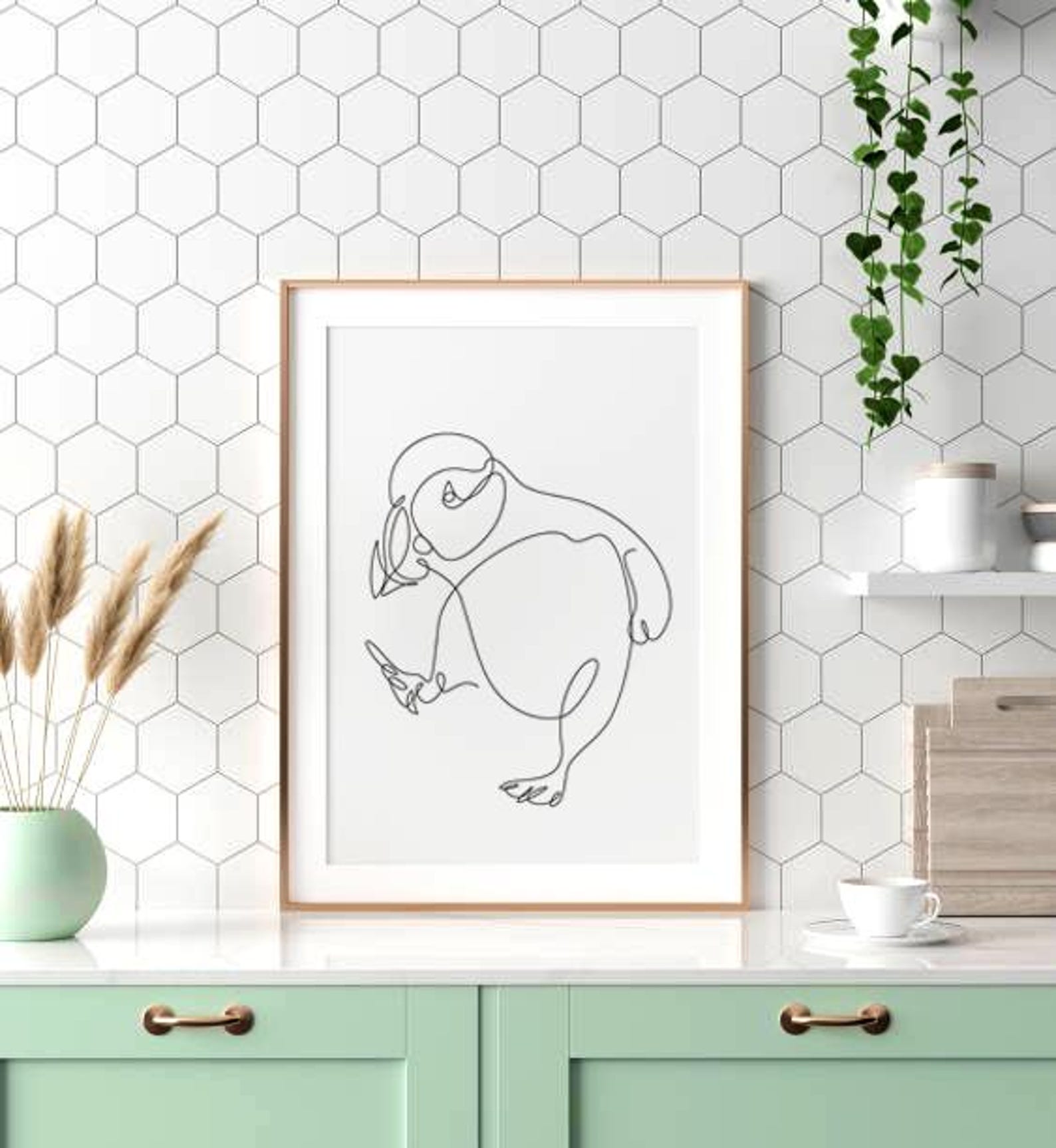 Puffin One Line Art Print: Minimalist Home Decor (digital Download) - Etsy