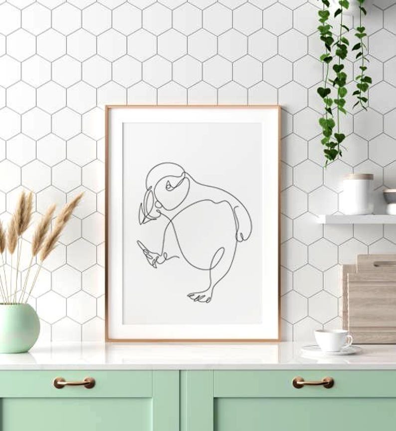 Puffin One Line Art Print: Minimalist Home Decor (digital Download) - Etsy