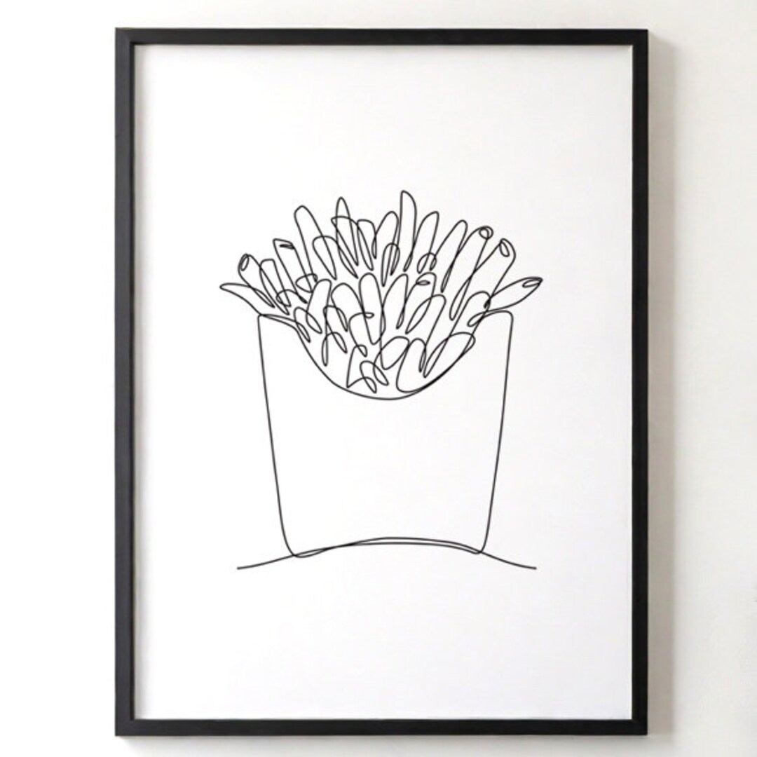 French Fries One Line Art, Fast Food, Potatoes, Fried, Fry Day ...