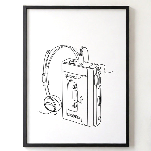 Walkman Old School Line Art, Cassette Player, 1980's, Minimalist Art ...