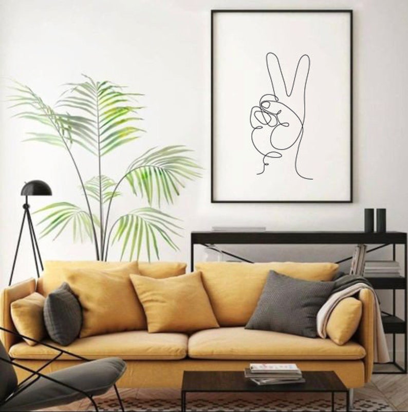 Victory Hand Sign Line Art, Peace Hand Sign, Fight, Fighto, Minimalist ...