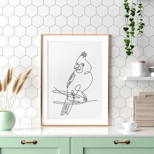 Red Cardinal Bird One Line Art, Angry, Minimalist Art, Continuous Line ...