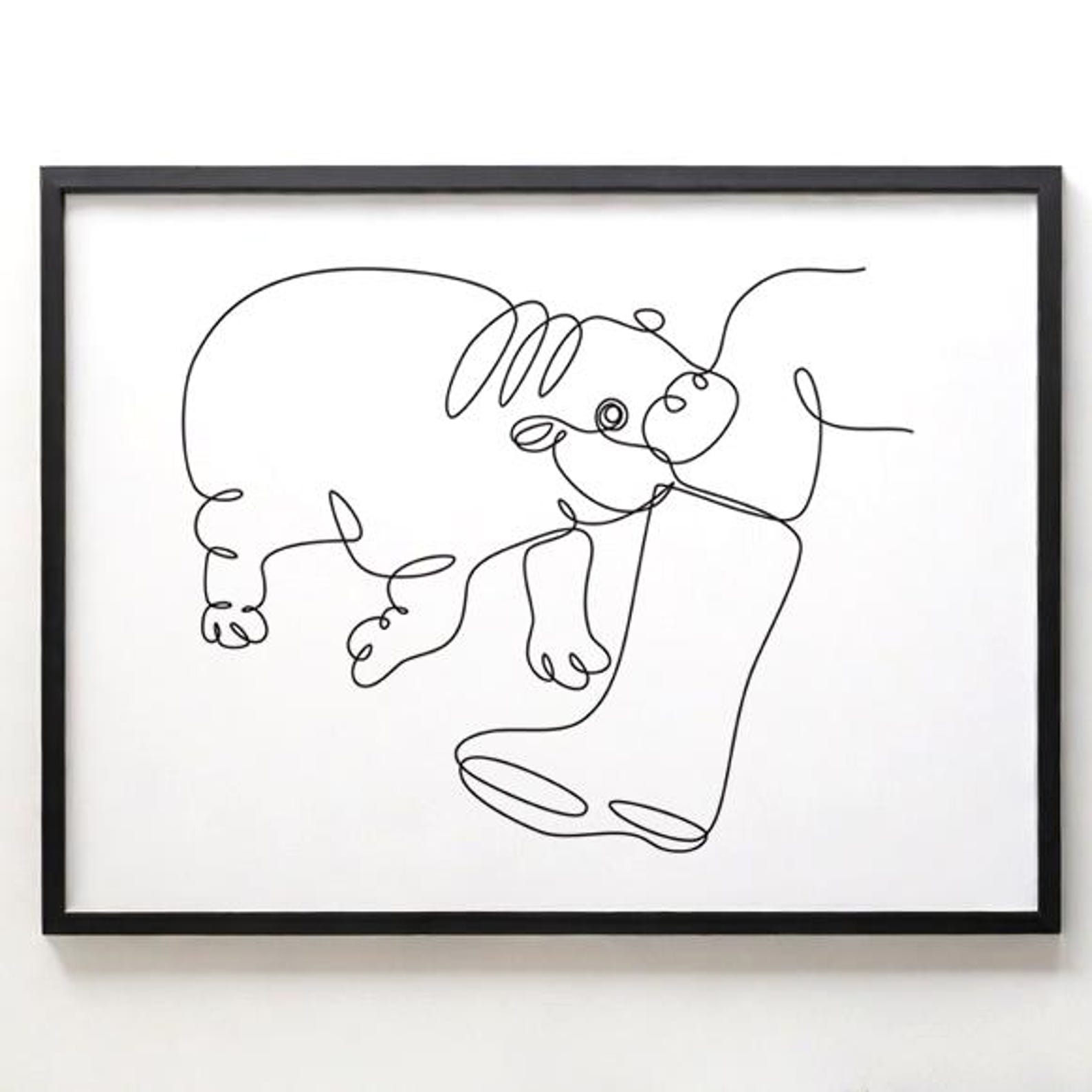 Moo Deng, Pygmy, Hippopotamus, Bite, One Line Art, Minimalist ...