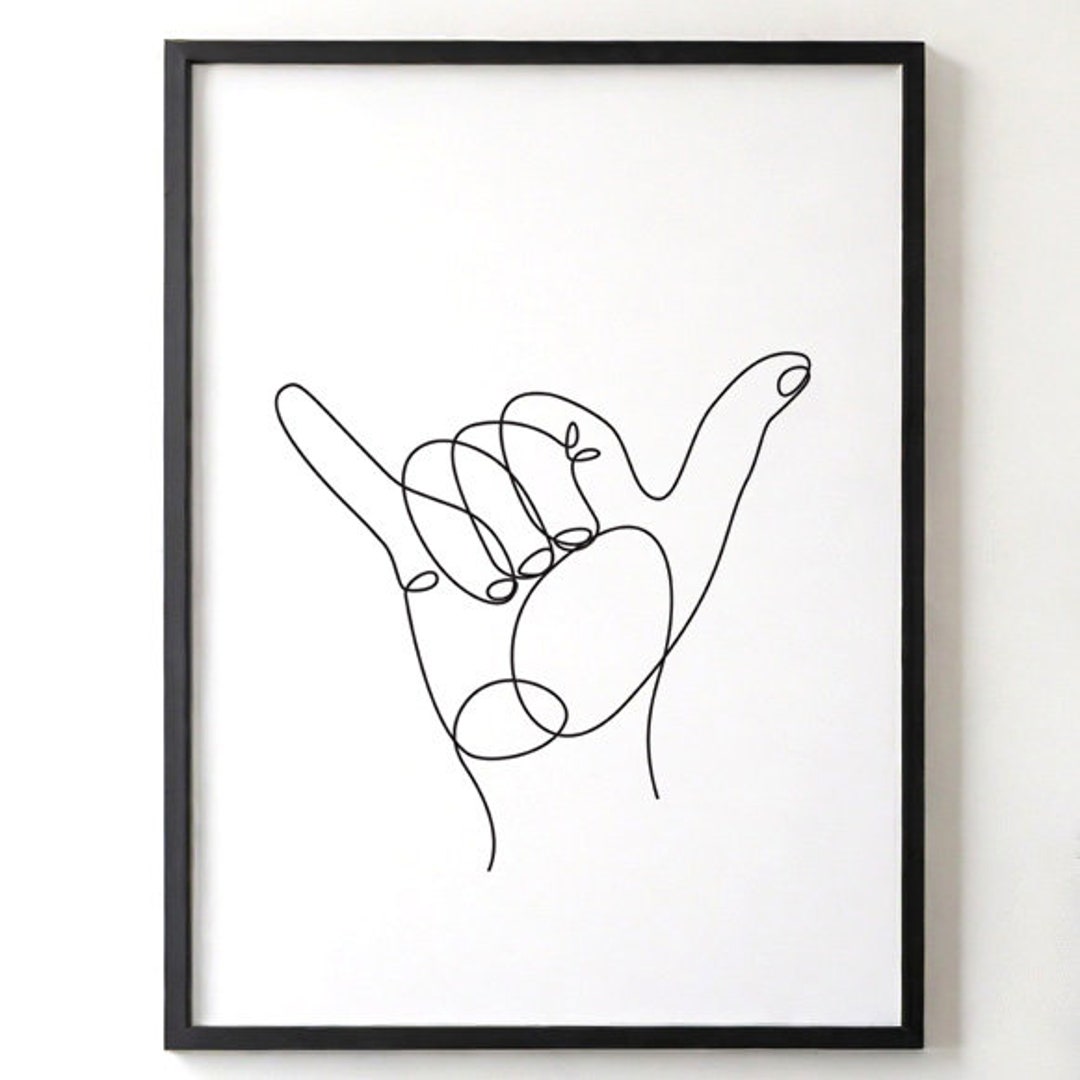 Shaka Hand Sign Line Art, Hang Loose, Surf Culture, Hand Gesture ...