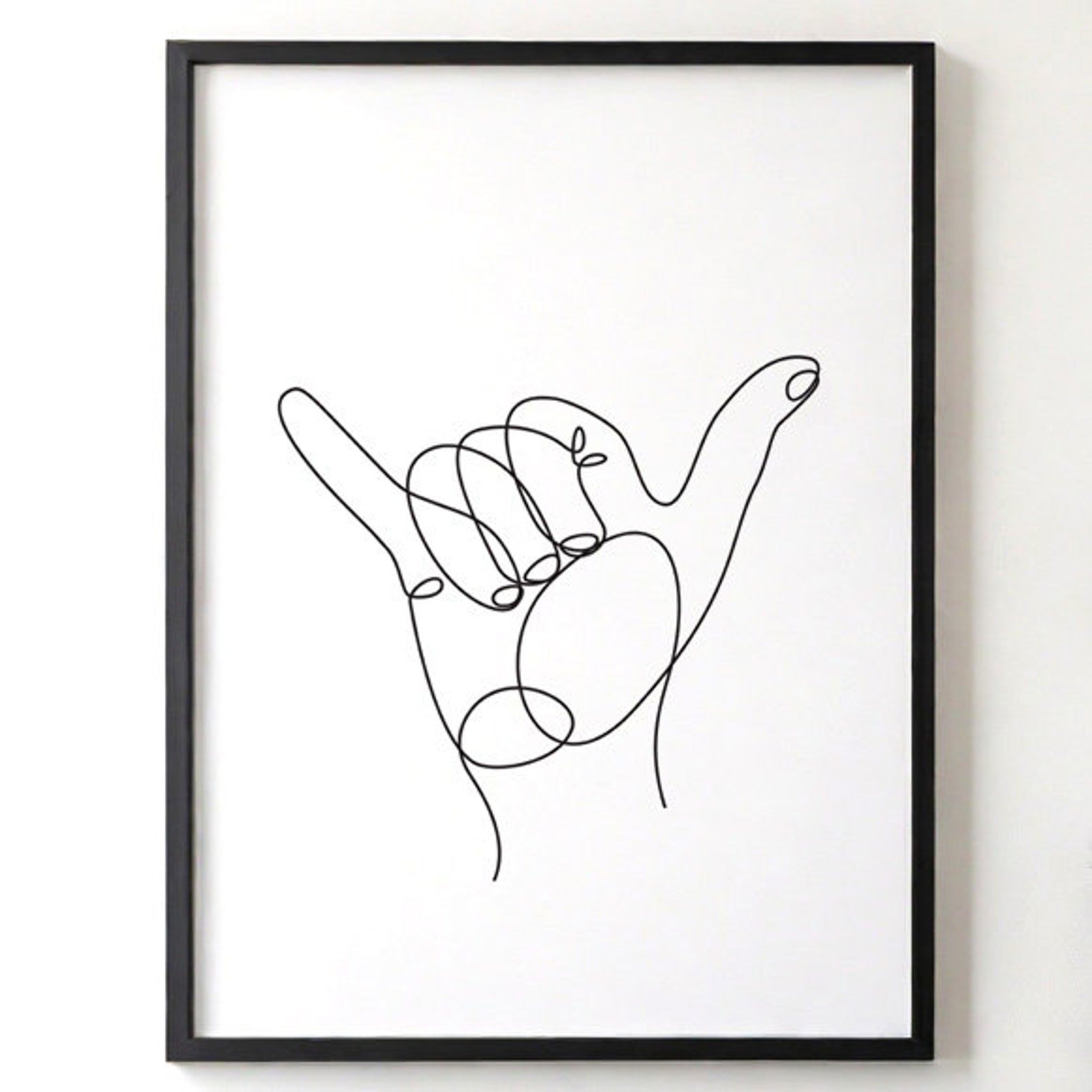 Shaka Hand Sign Line Art, Hang Loose, Surf Culture, Hand Gesture ...
