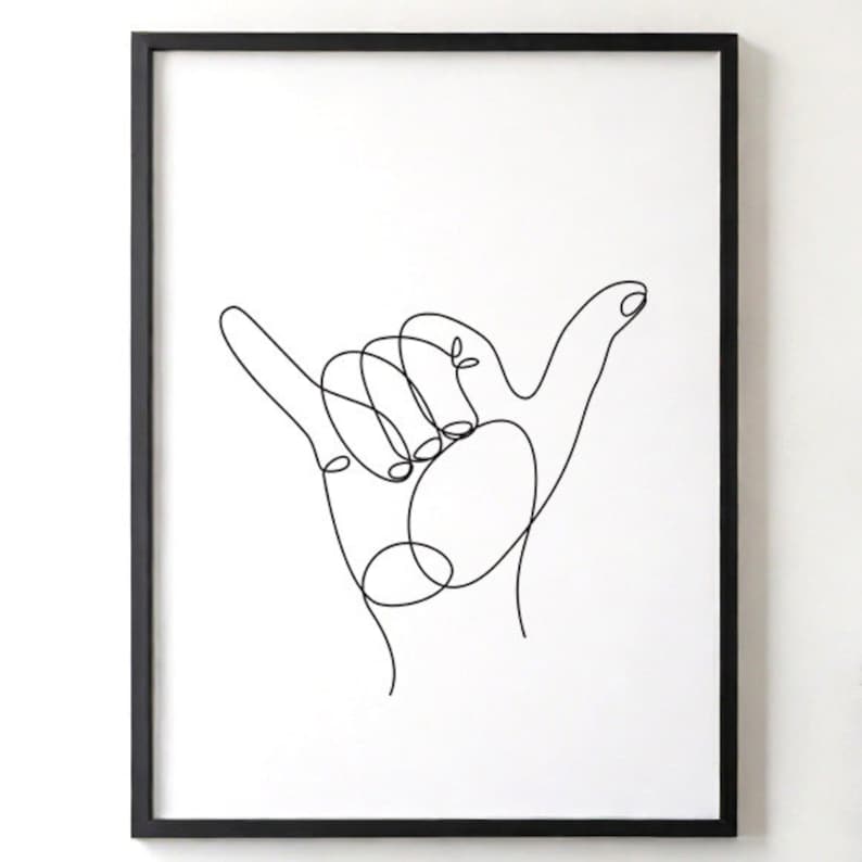 Shaka Hand Sign Line Art, Hang Loose, Surf Culture, Hand Gesture ...