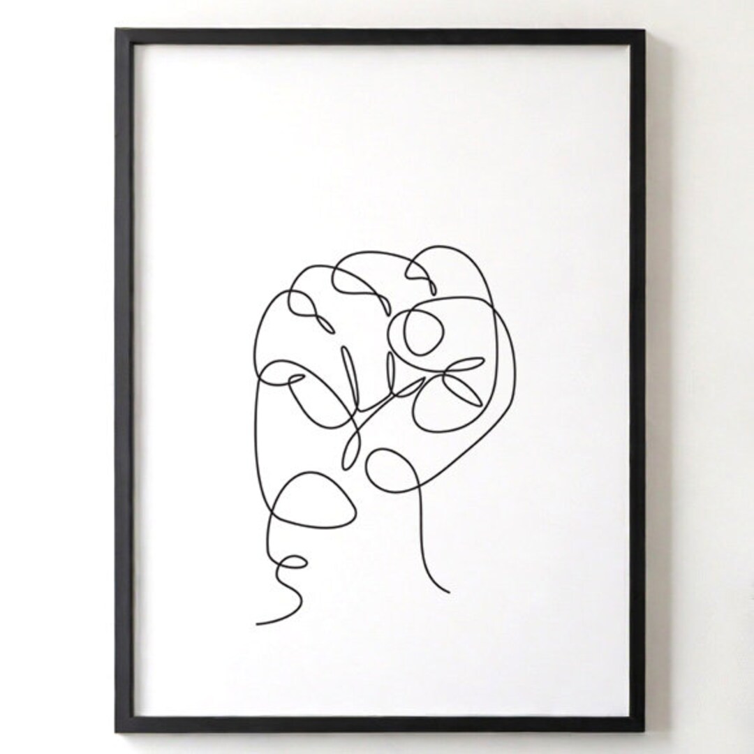 Close Hand Line Art, Clench Fist, Clenched Finger, Minimal, Continuous ...