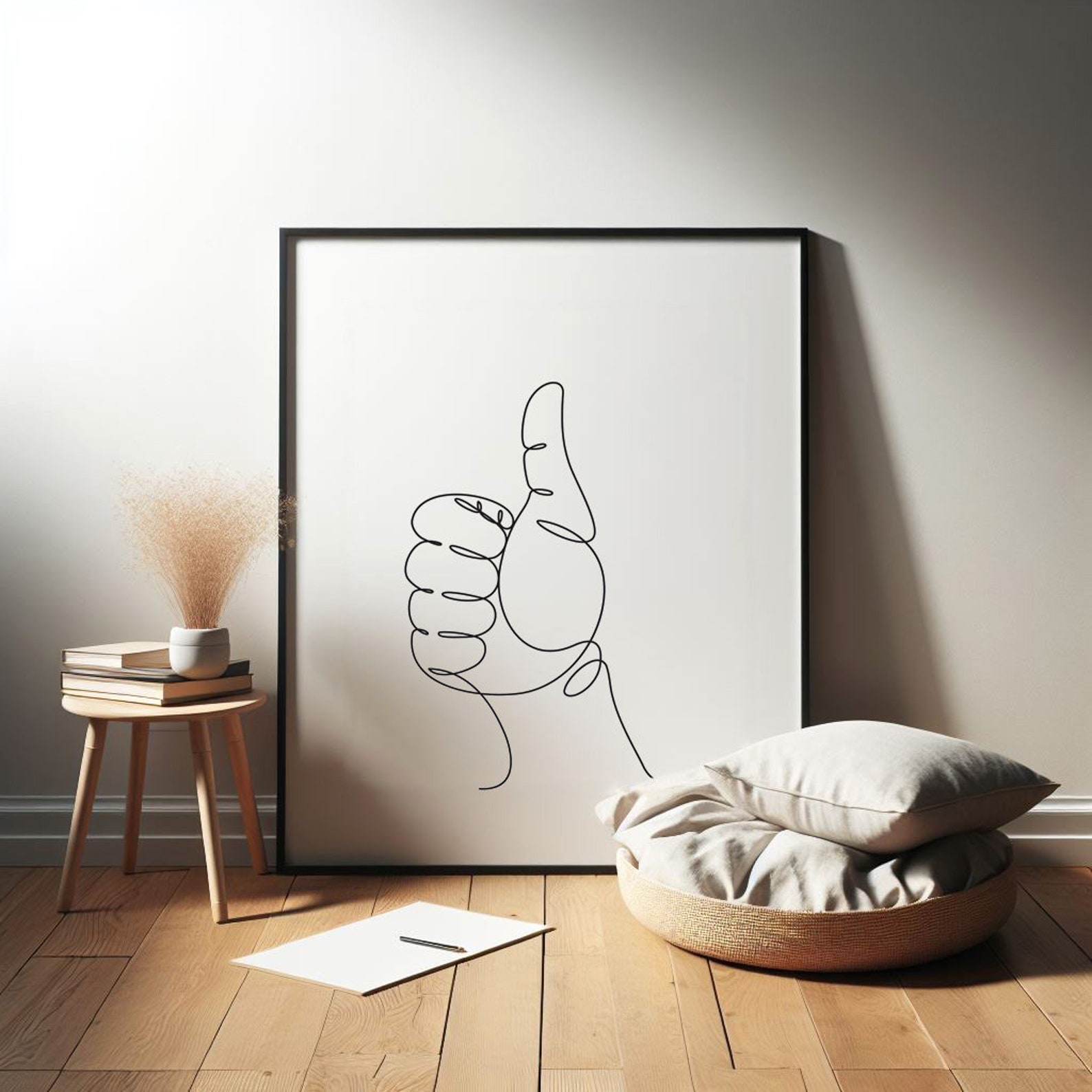 Thumb up Hand Sign Line Art, Minimalist Art, Single Line Drawing, Hand ...