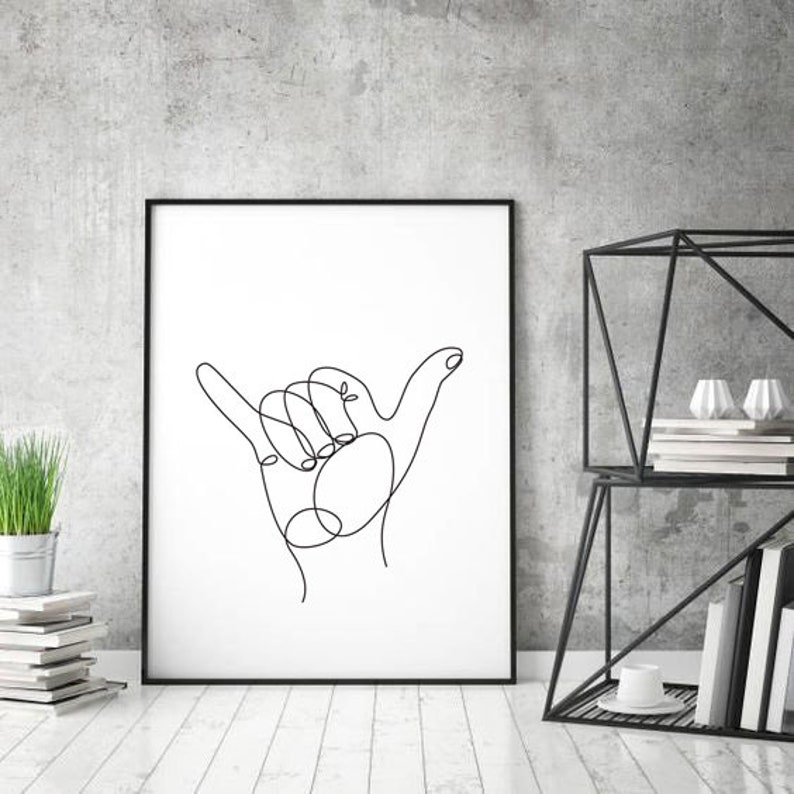 Shaka Hand Sign Line Art, Hang Loose, Surf Culture, Hand Gesture ...