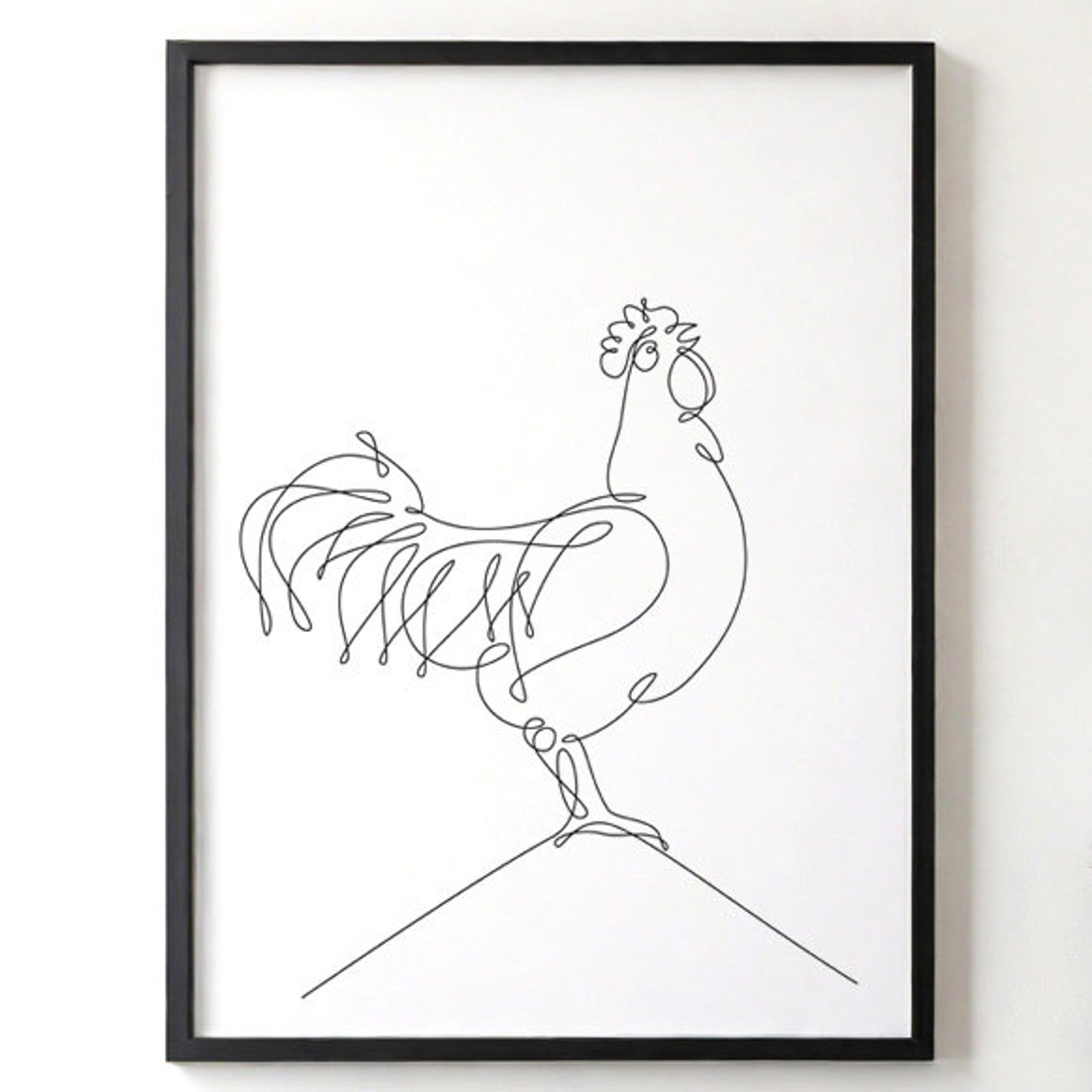 Rooster Line Drawing: Minimalist Animal Art Print (digital Download) - Etsy