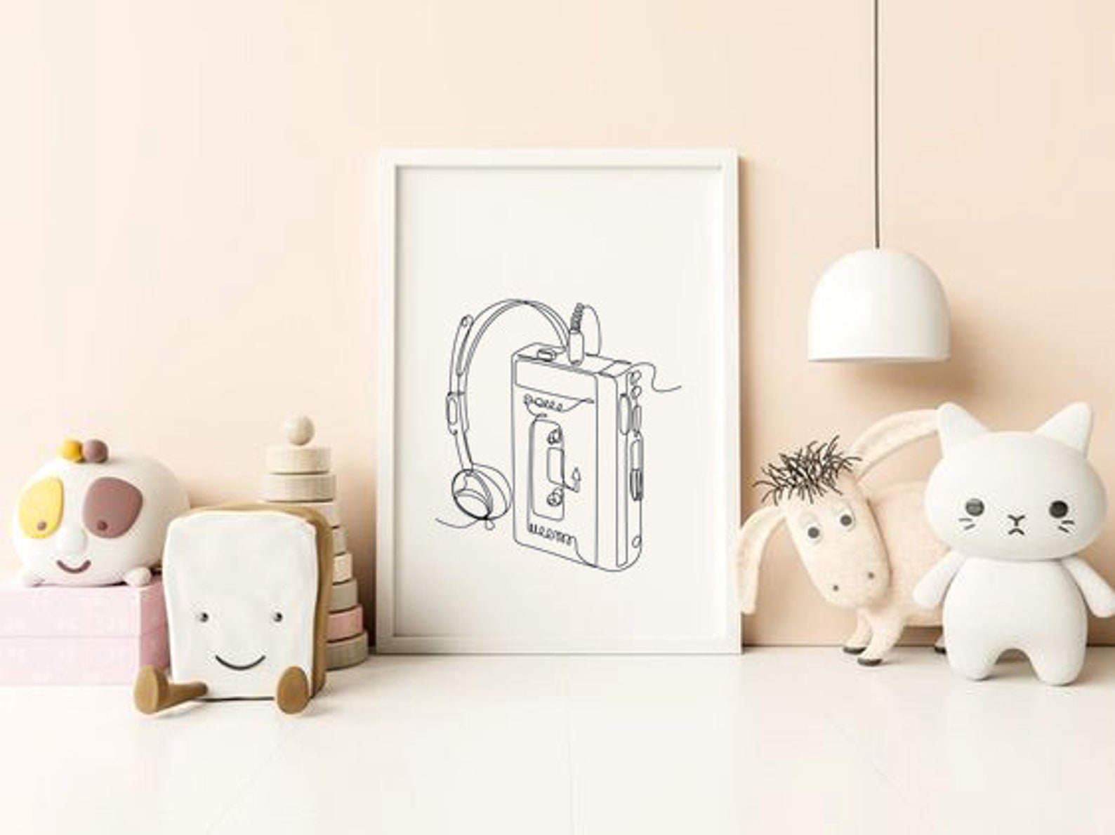 Walkman Old School Line Art, Cassette Player, 1980's, Minimalist Art ...