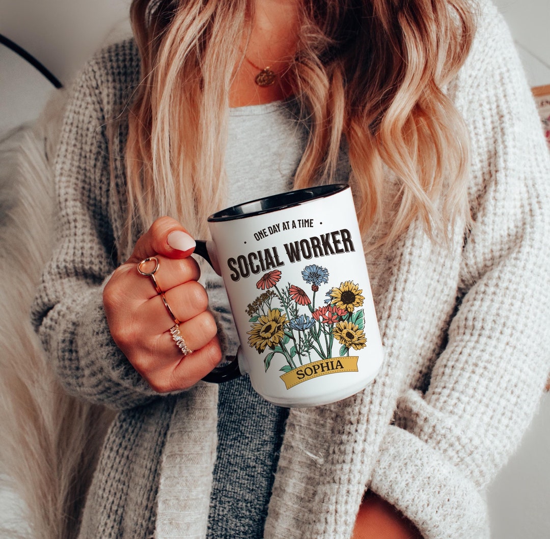 Custom Social Worker Mug, Wildflower Mug, Social Worker Mug for Women ...