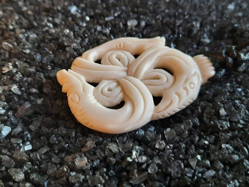 Hand-carved Bone Pendant: Norse Pagan Raven, Wolf & Dragon Amulet - Etsy