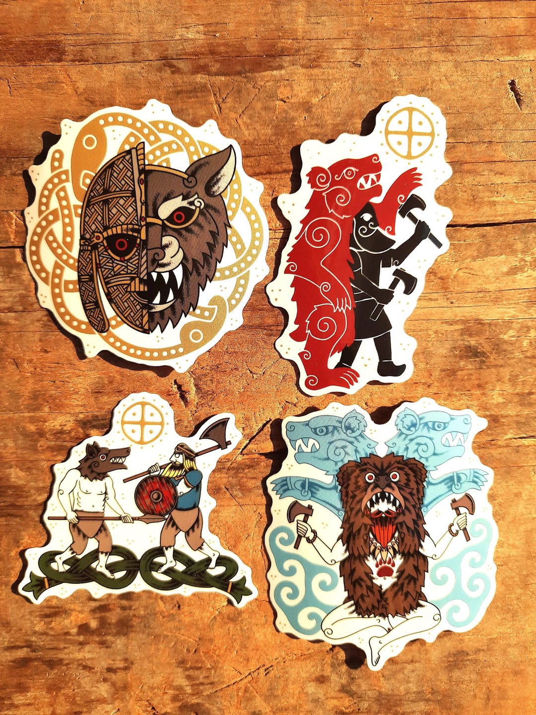 Nordic Viking Berserker Vinyl Sticker Pack – Wolf & Bear Warrior ...