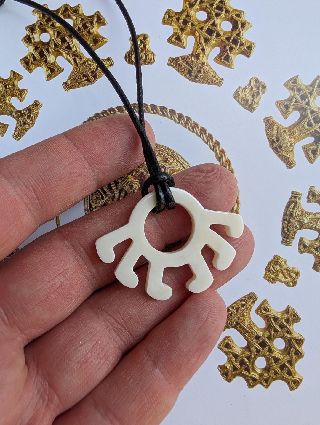 Aten - Egyptian Sun God Amulet, Natural Bone Carving - Hand Made - Etsy