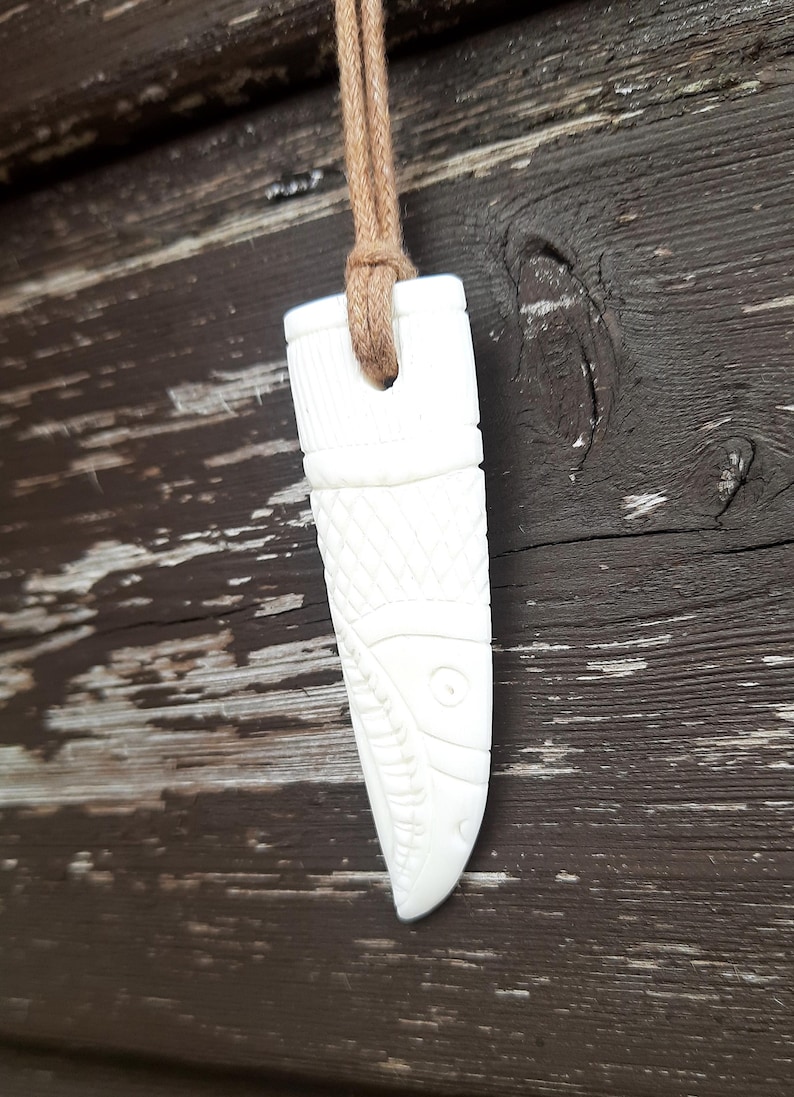 Nordic White Raven Necklace – Unique Hand-carved in Bone Viking Amulet ...