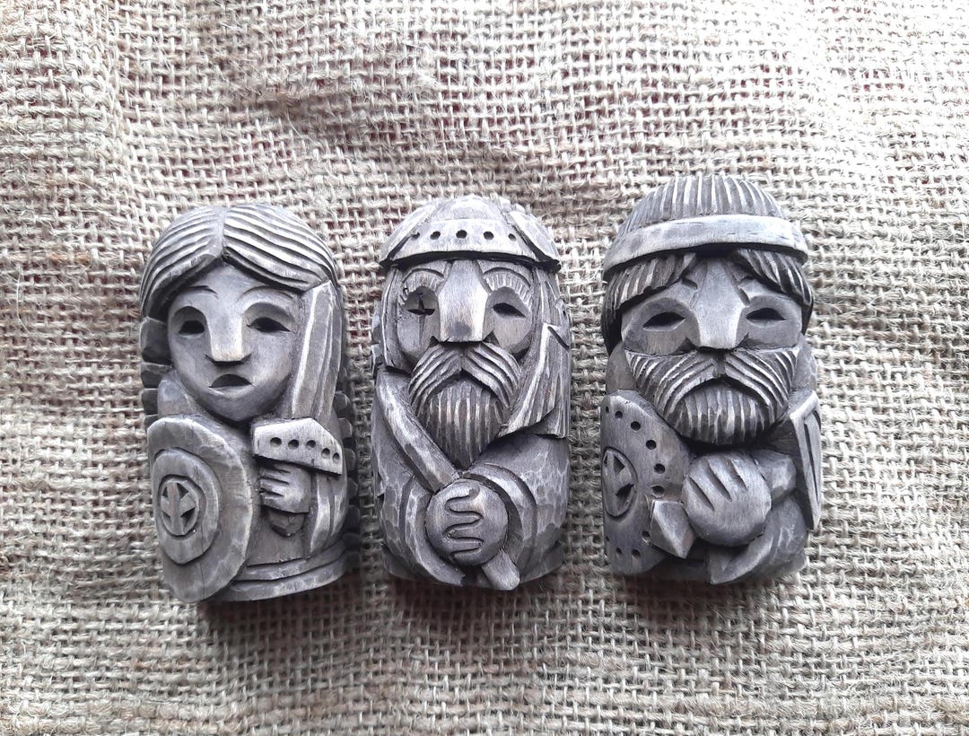 Hand Carved Linden Wood Norse Gods Statues – Odin, Freyja, Thor Viking ...