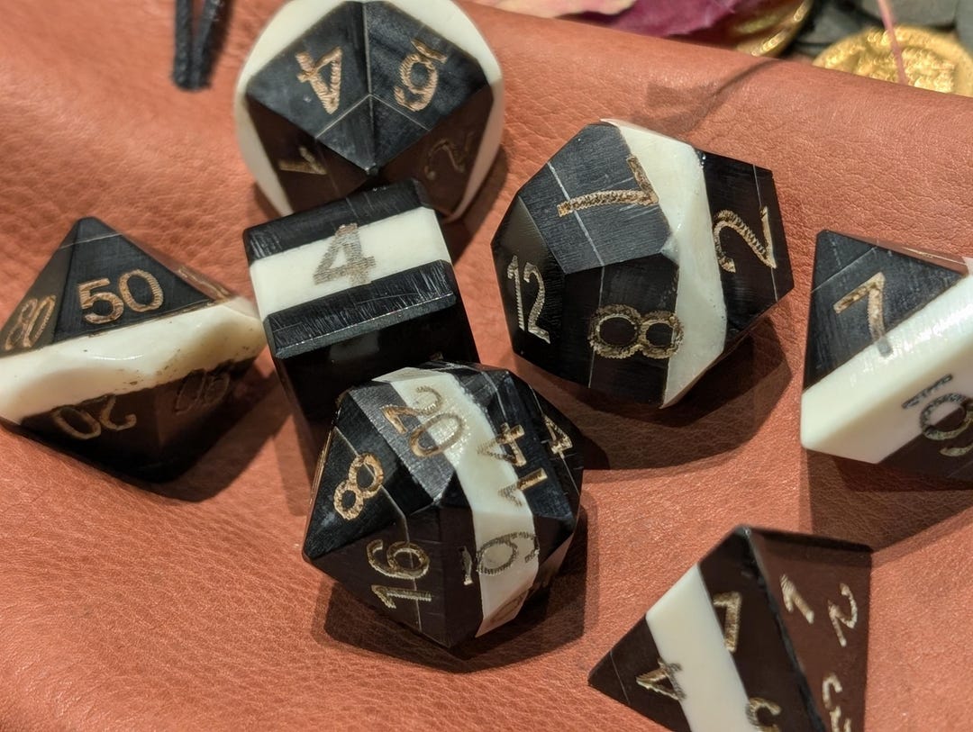 Hand-carved Bone & Horn Dnd Dice Set: Rustic RPG Accessory - Etsy