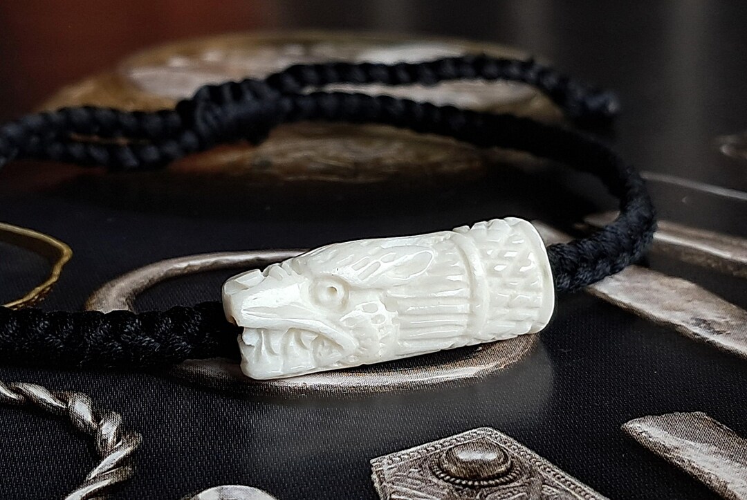 Viking Pagan Geri and Freki Wolf Bracelet Devoted to Odin, Bone ...