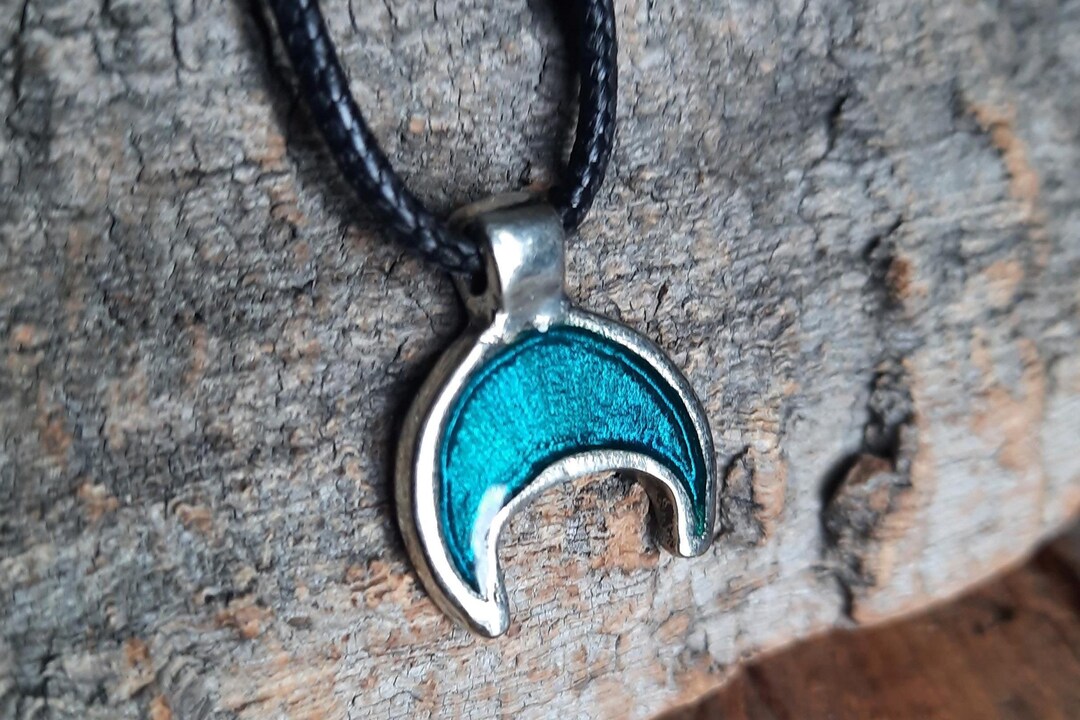 Classic Pewter Moon Necklace With Emerald Green Enamel – Slavic Lunar ...