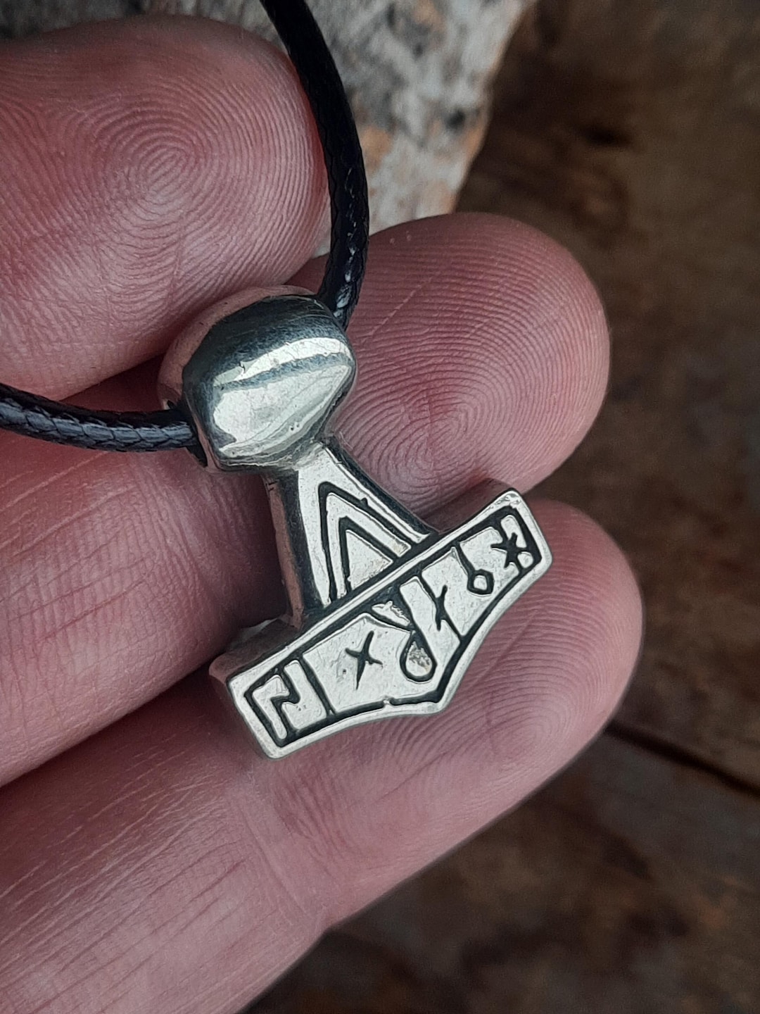 Minimalist Thor's Hammer Necklace With Historic Mjolnir Inscription ...