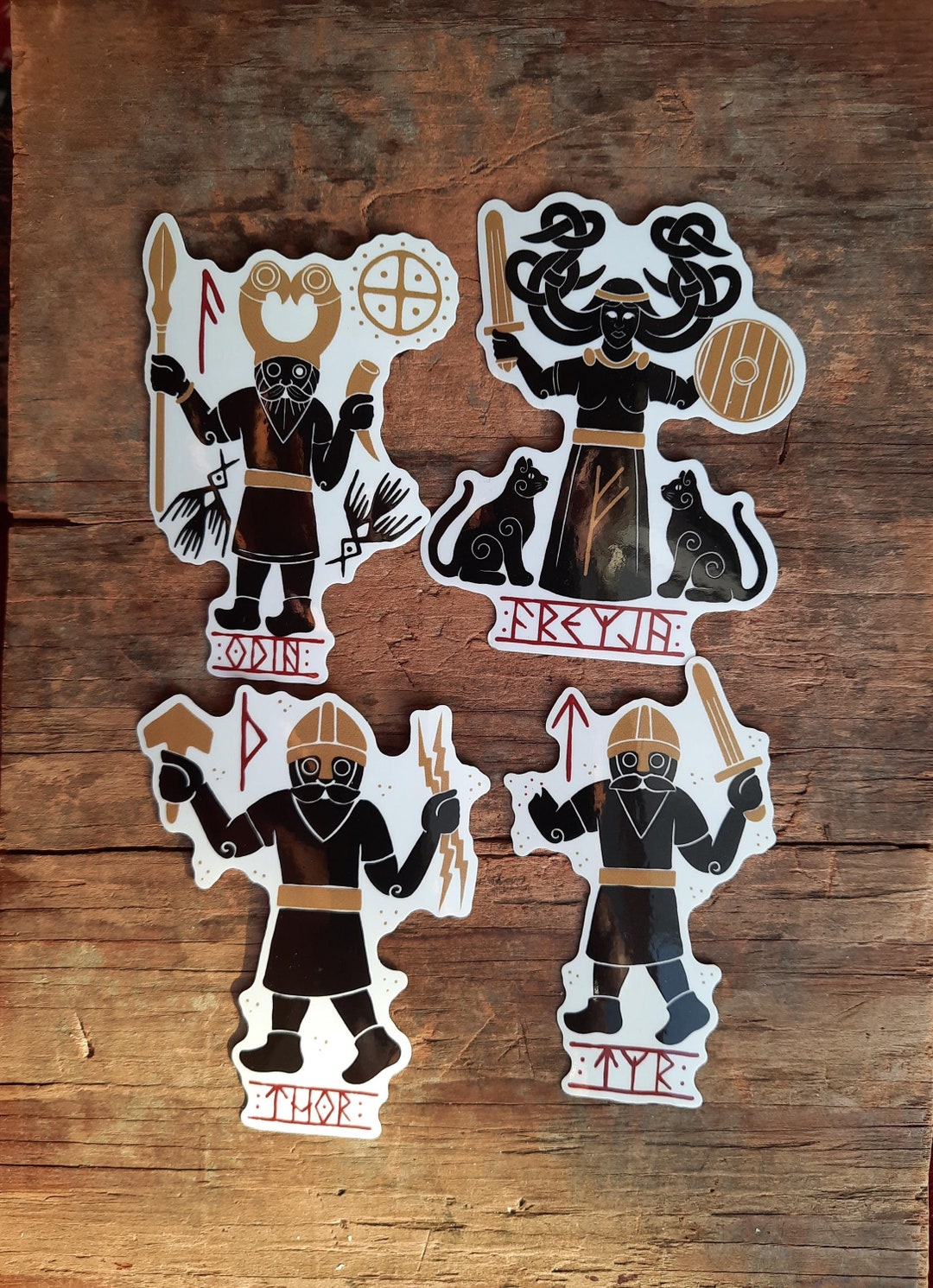 Nordic Viking Vinyl Sticker Pack - Odin, Freya, Thor and Tyr, Etsy Fine ...