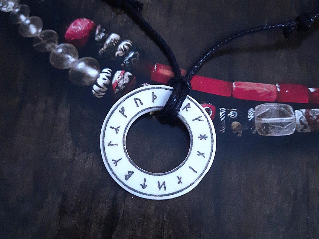 Solar Disc Necklace With Younger Futhark Runes – Hand-carved Viking Sun ...