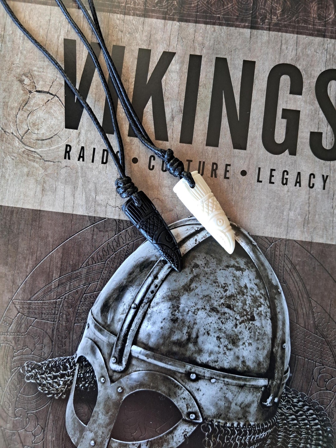 Hand-carved Bone Raven Necklace: Norse Viking Amulet Devoted to Odin ...