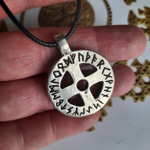 Odin Cross Pendant With Elder Futhark Runes, Handmade Solar Amulet ...